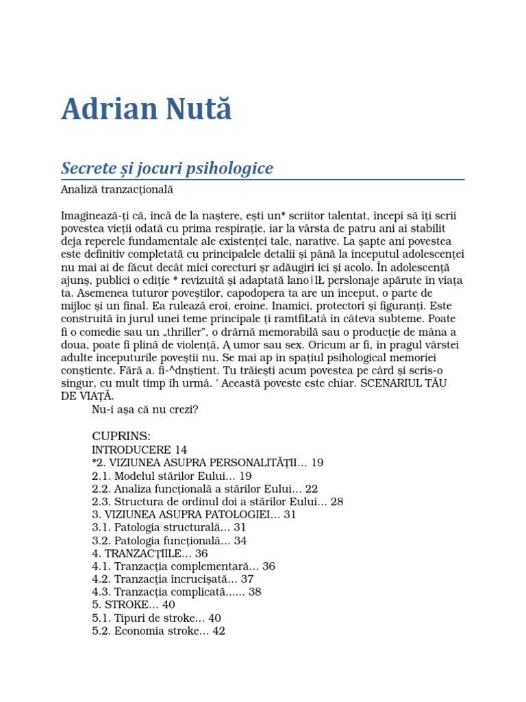 Adrian Nuta - Secrete Si Jocuri Psihologice PDF | PDF