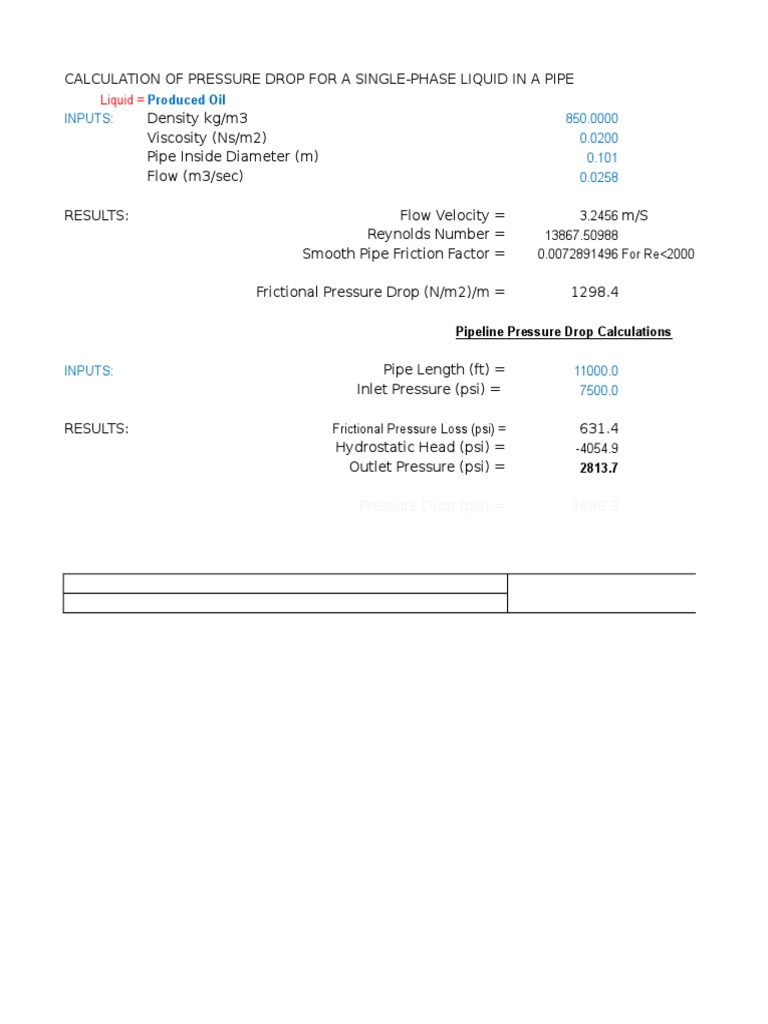 Delta P Calculation | PDF | Reynolds Number | Pressure