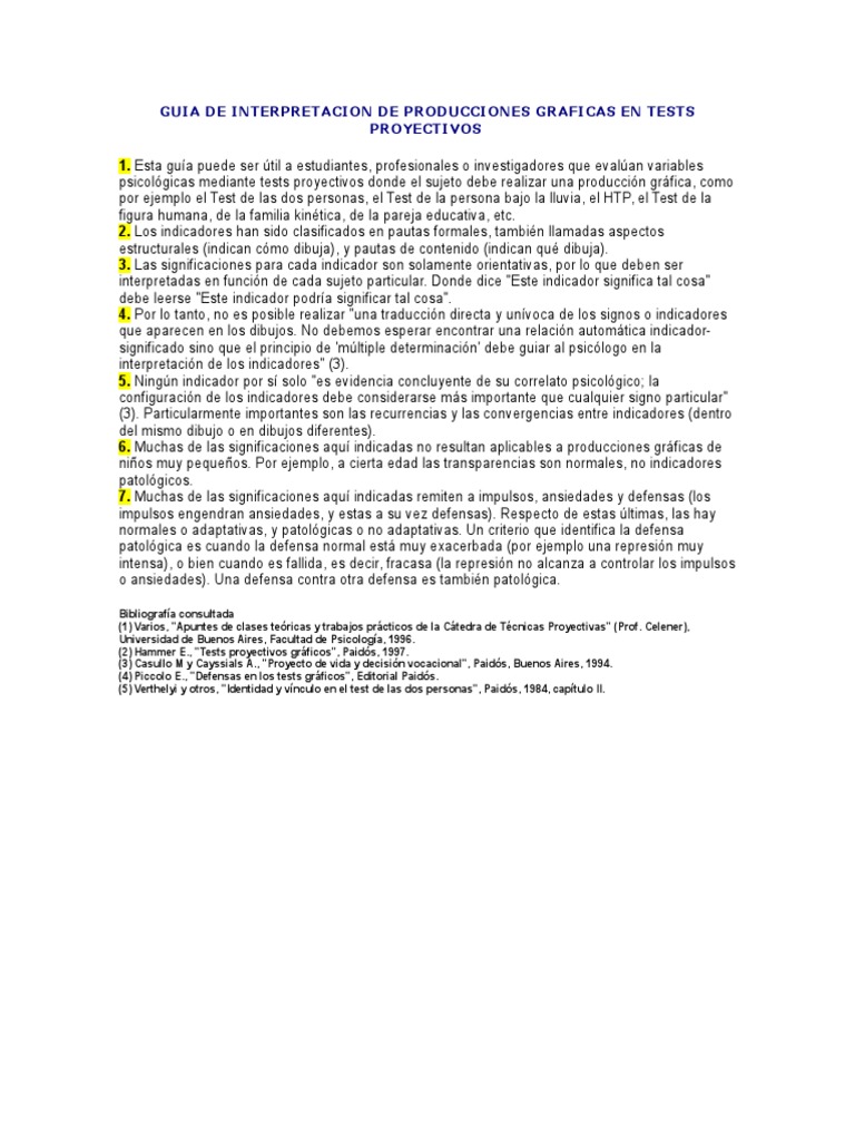 Tests HTP | PDF | Neurosis | Disociación (psicología)