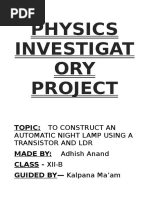 Automatic Lamp Using Transistor & LDR - Class 12 Physics Investigatory ...