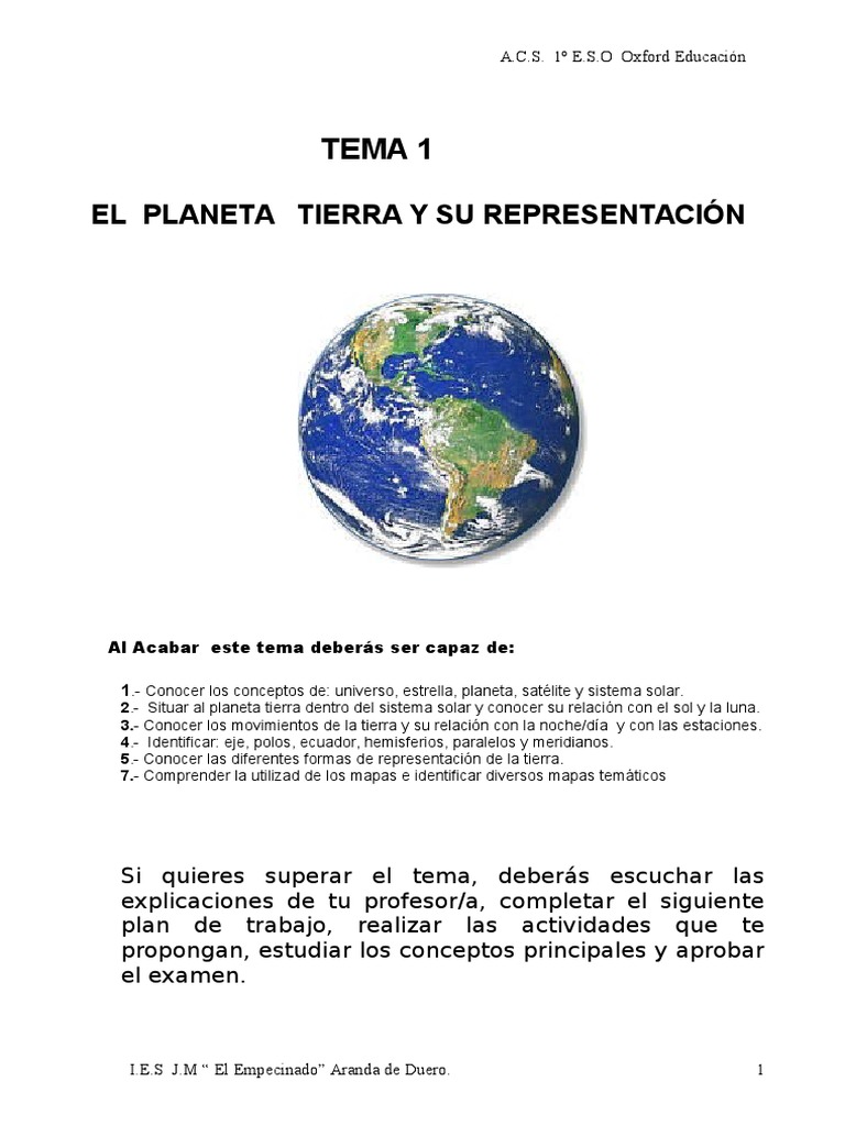 A.C.S Tema.1 El Planeta Tierra | PDF | Sistema solar | Tierra