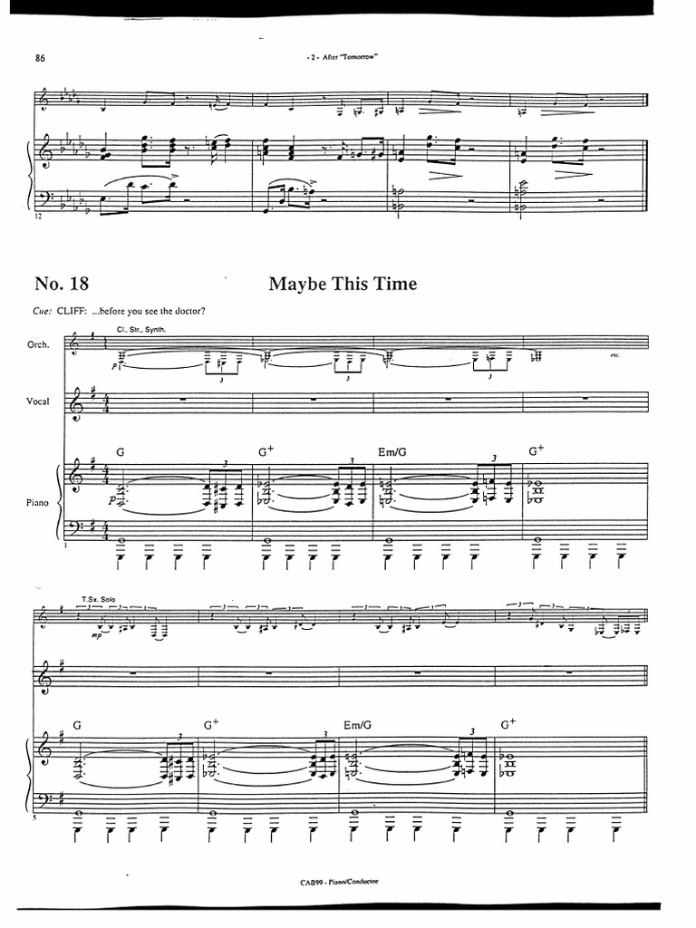 Cabaret-Maybe This Time-SheetMusicDownload PDF | PDF