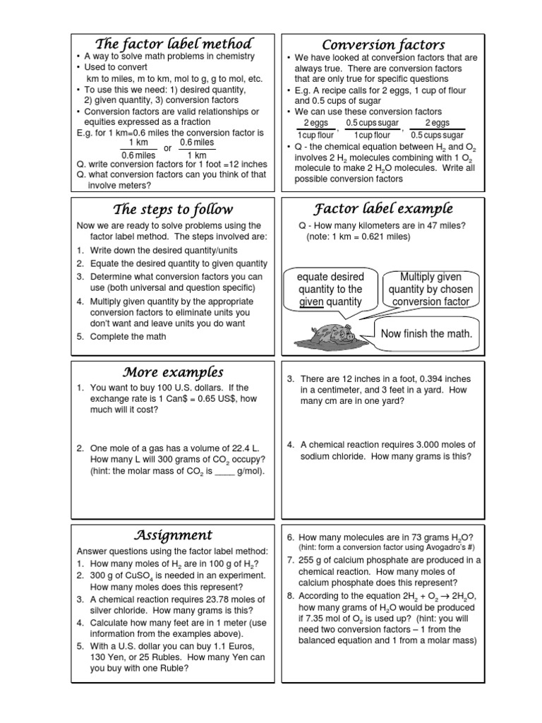 Factor Label Method for Chemistry | PDF | Mole (Unit) | Chemistry