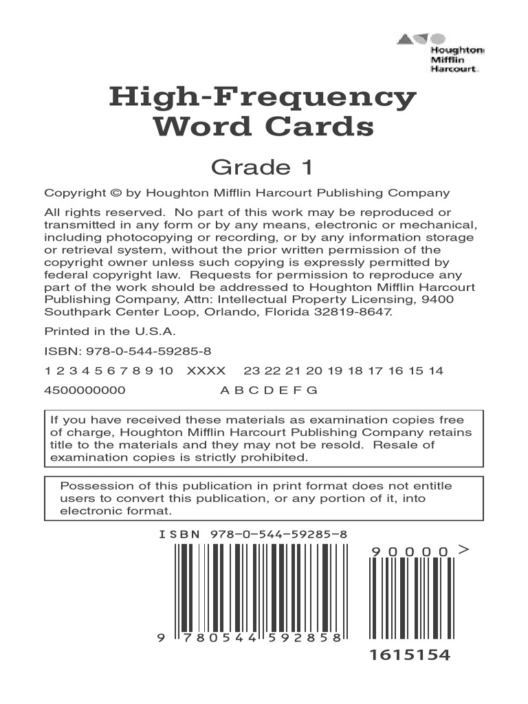 Decoding Power High Frequency Word Cards 1 | PDF | Copyright ...