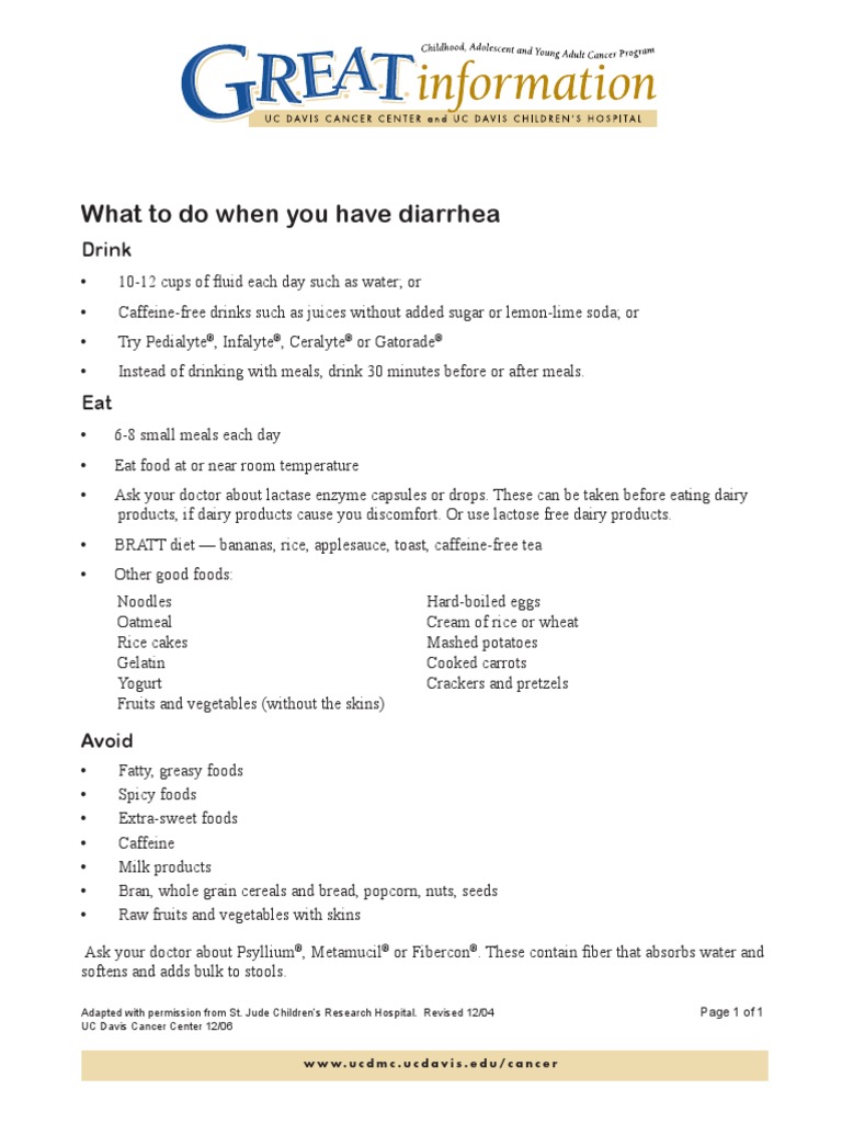 What To Do Diarrhea | PDF | Wellness | Lifestyle