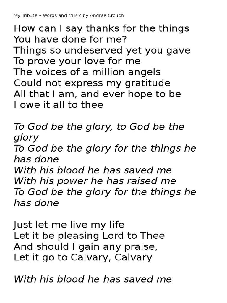 My Tribute Lyrics | PDF