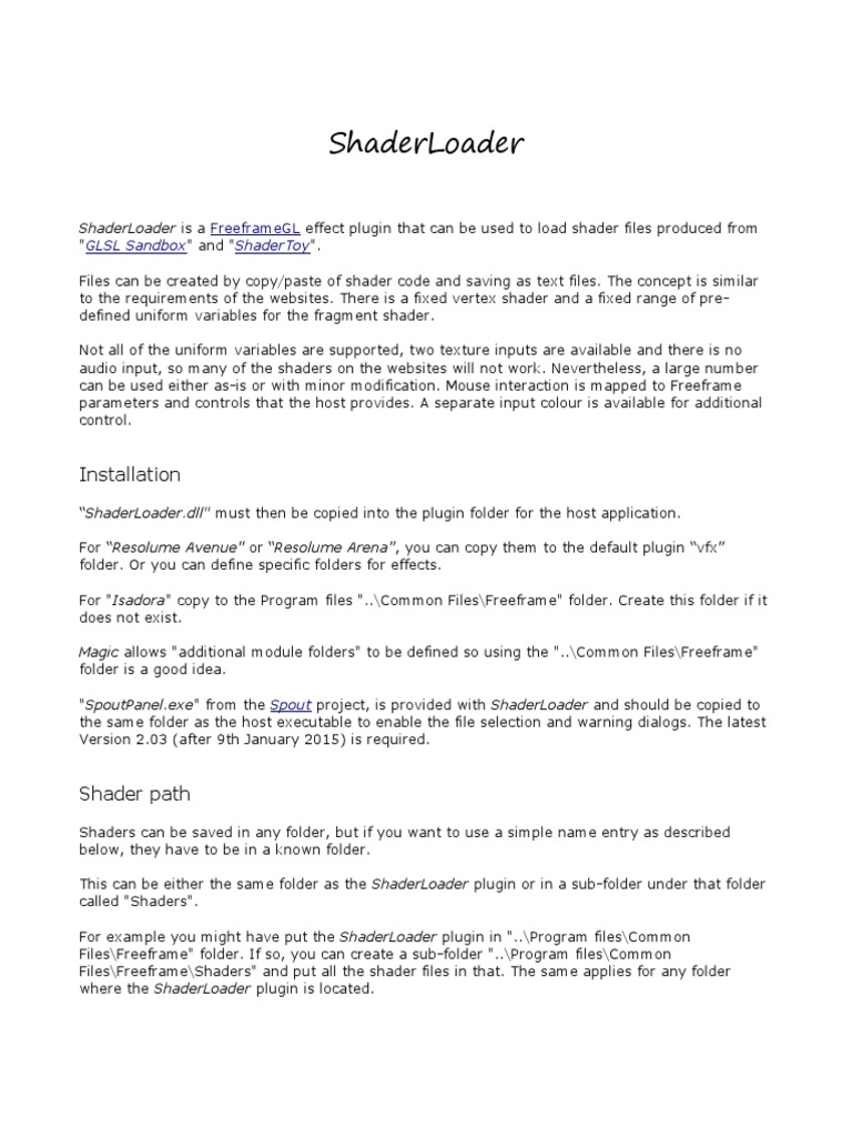 Shader Loader | PDF | Shader | Computer File Shader Loader | PDF | Shader | Computer File