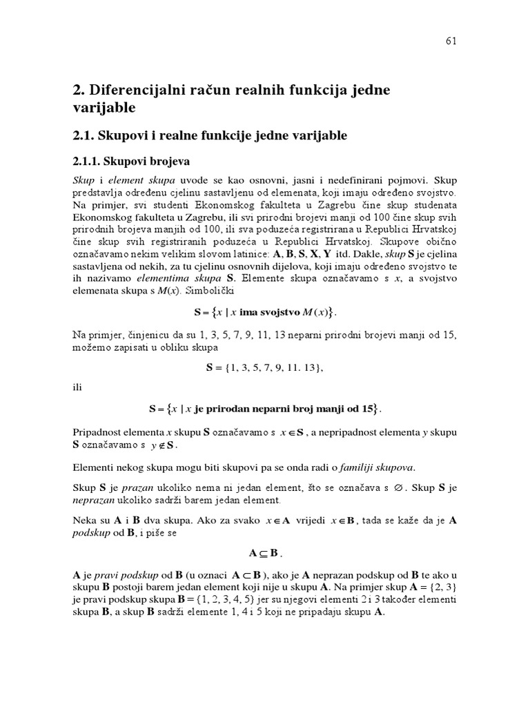 Diferencijalni Račun Jedne Varijable PDF | PDF
