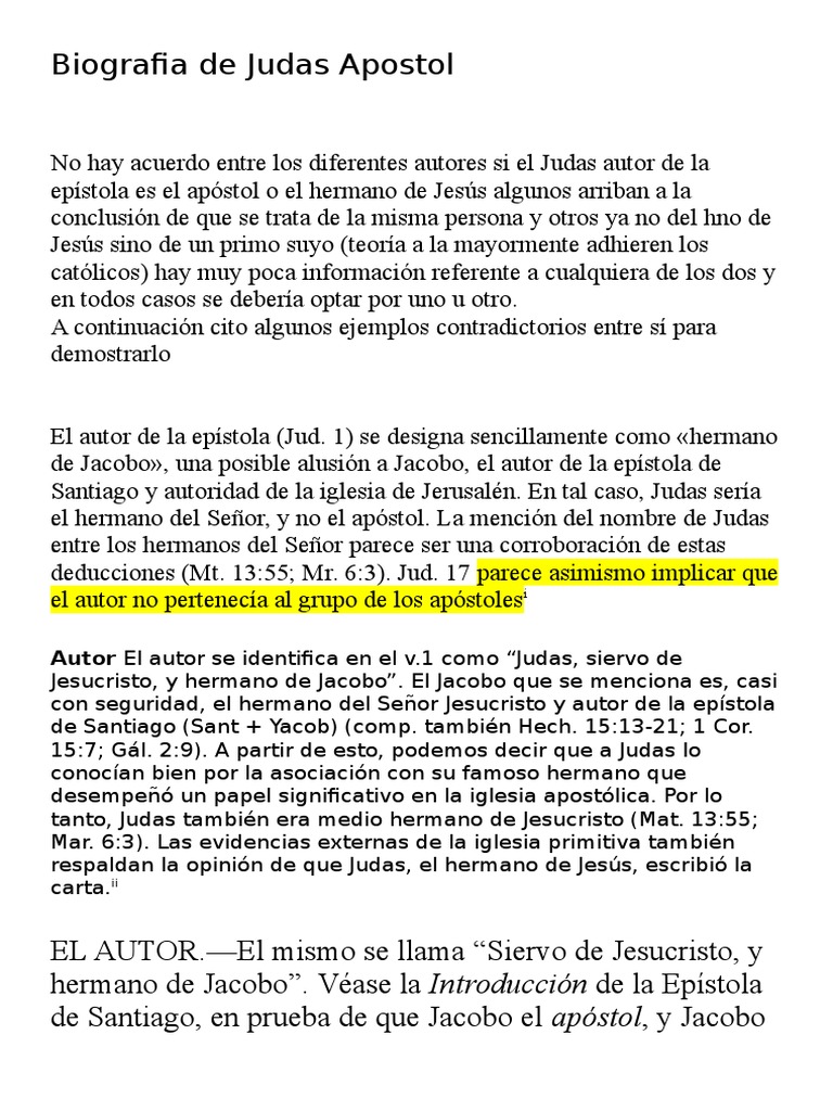 Biografia de Judas Apostol | PDF | Judas Iscariote | Contenido del ...