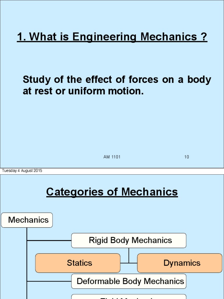 What Is Engineering Mechanics ?: Study of The Effect of Forces On A ...