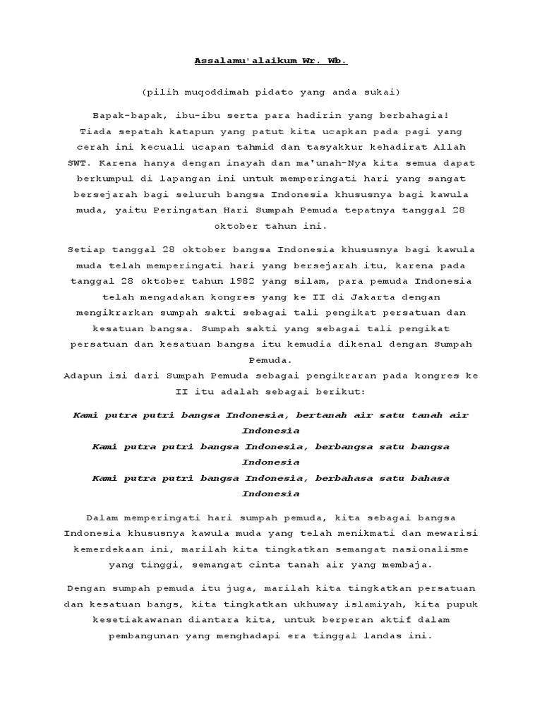 Pidato Sumpah Pemuda | PDF