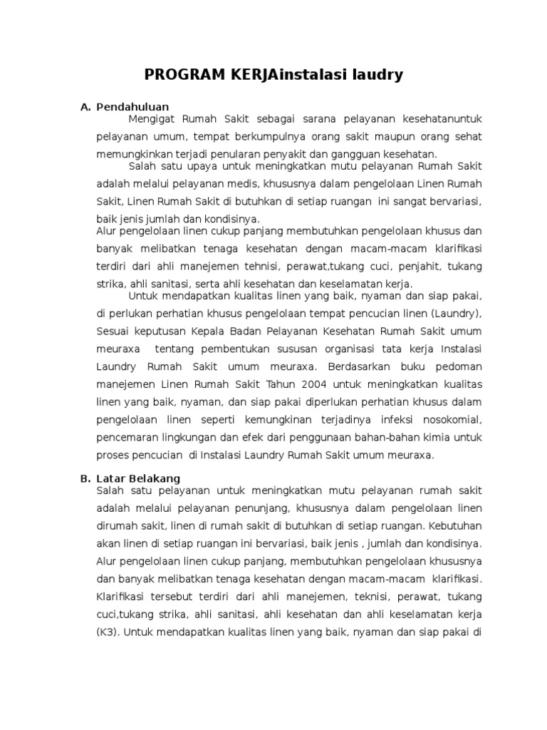 Program Kerja Laundry | PDF