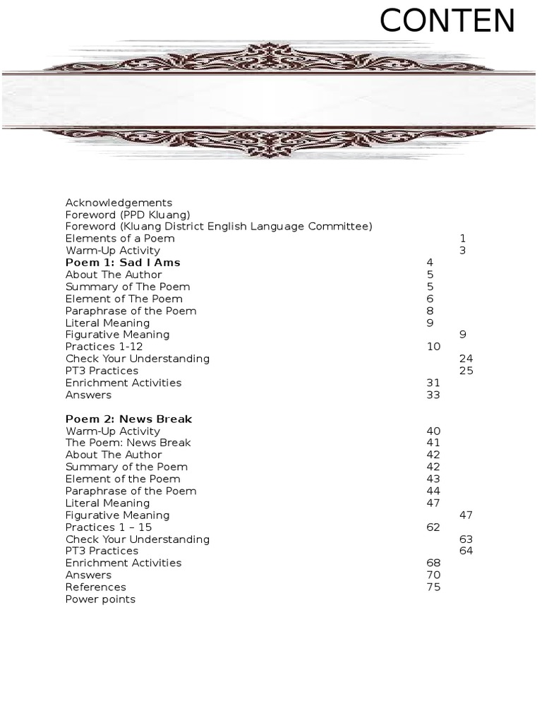 Analyzing Poems: Elements & Activities | PDF | Language Arts ...
