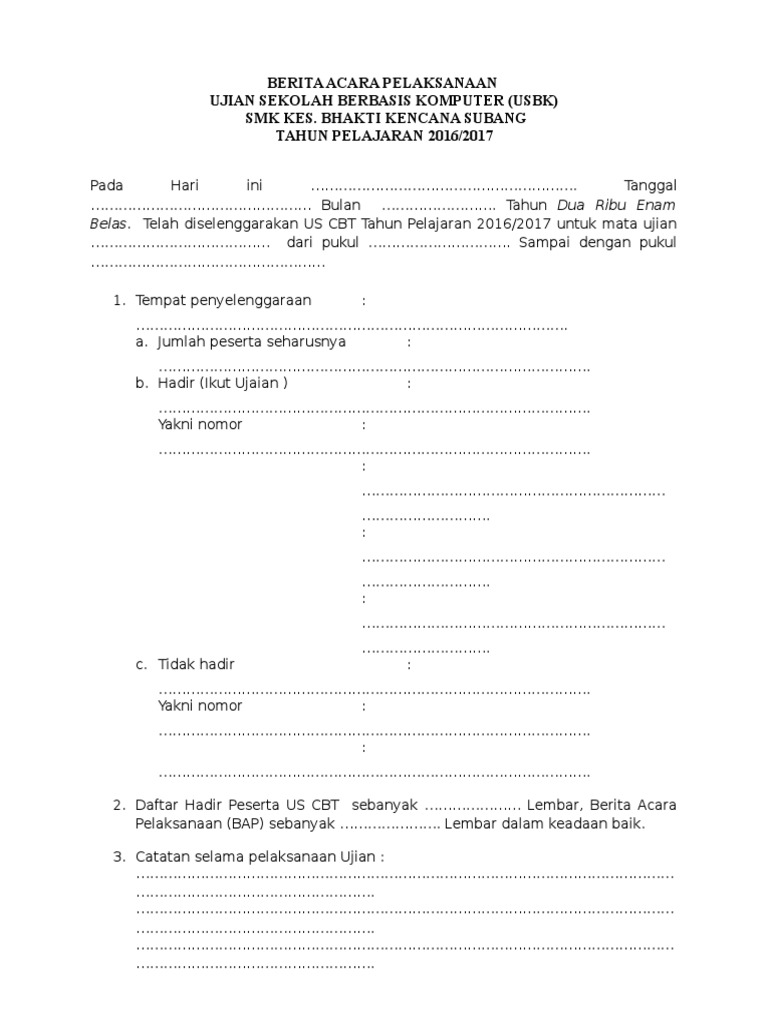 FORM Berita Acara | PDF