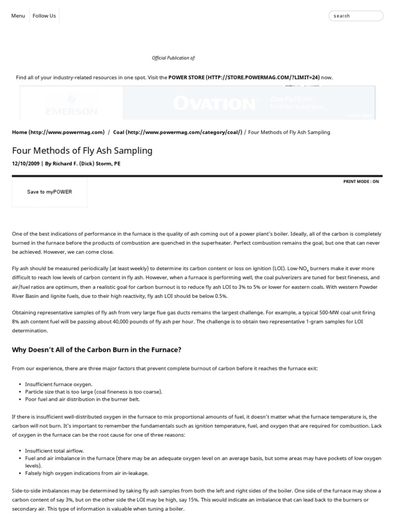 Four Methods of Fly Ash Sampling | PDF | Furnace | Combustion