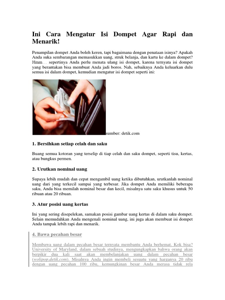 Ini Cara Mengatur Isi Dompet Agar Rapi Dan Menarik | PDF | Gaya Hidup