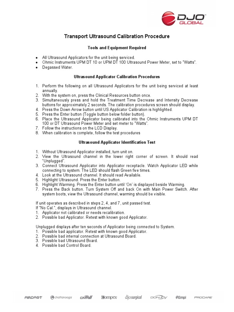 Calibration Procedure - Transport Ultrasound | PDF | Ultrasound ...