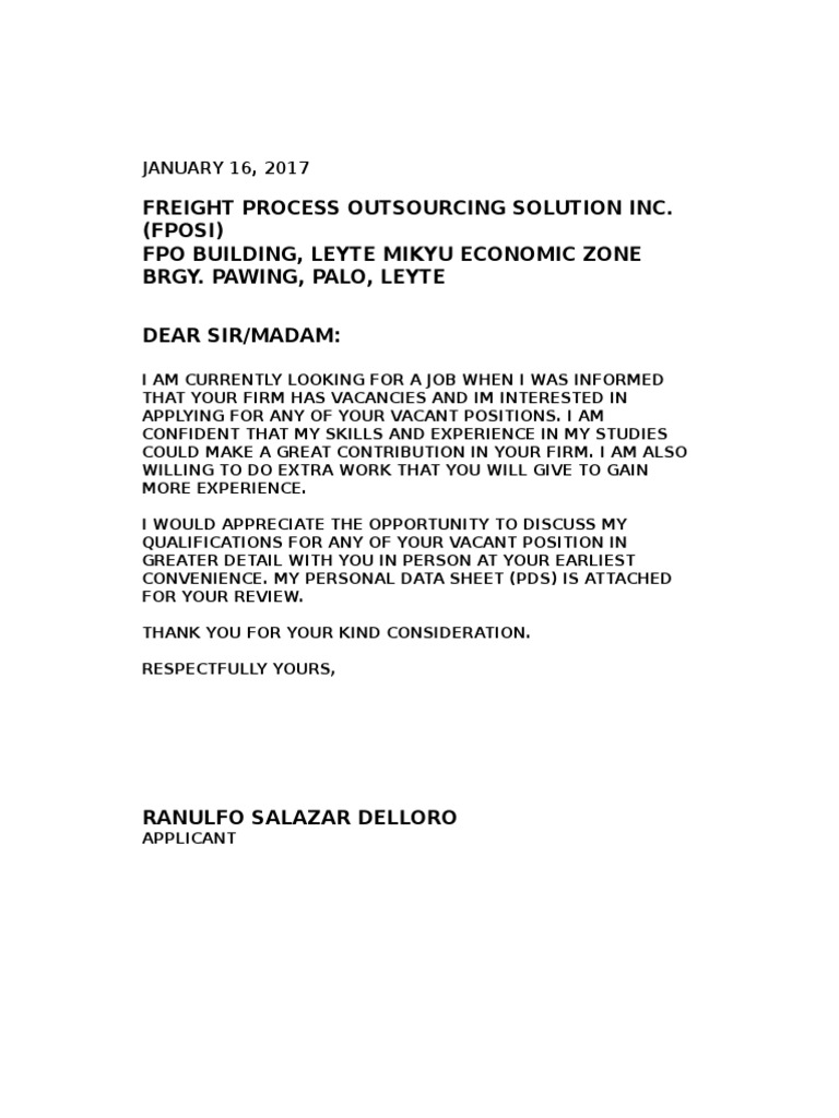 Application Letter | PDF