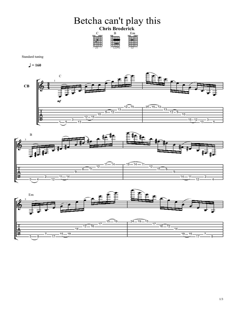Betcha Can't Play This: Tab for Guitar | PDF | Teaching Methods ...