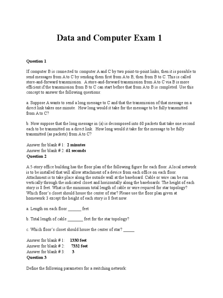 Data and Computer Communication Exam I | PDF | Network Topology ...