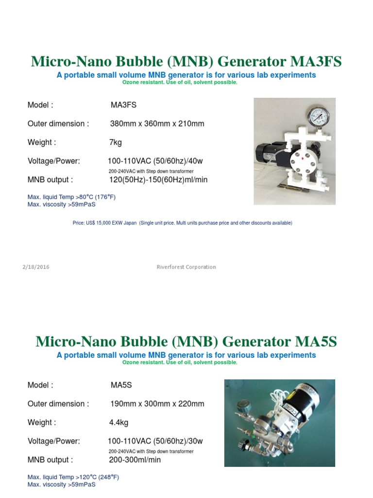 All in One Micro-Nano Bubble Generators - RAINFOREST | PDF