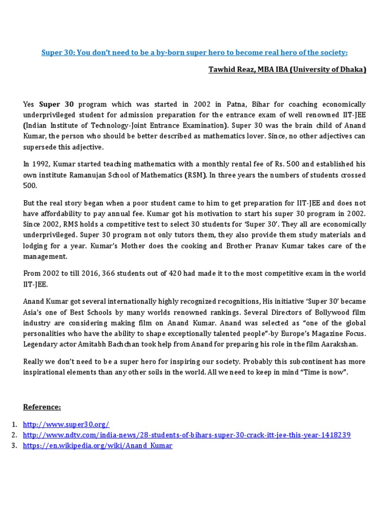 Super 30 - Tawhid Reaz | PDF