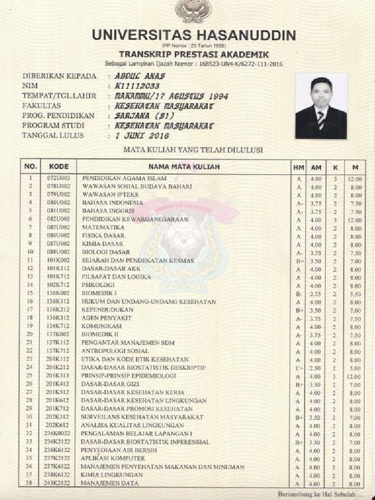 Transkrip Nilai Compress | PDF