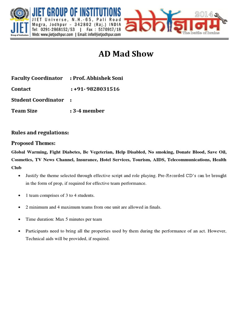 Ad Mad Show Competition Guidelines | PDF | Science & Mathematics