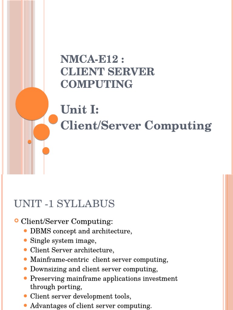 CSC Unit - 1 | PDF | Client–Server Model | Databases