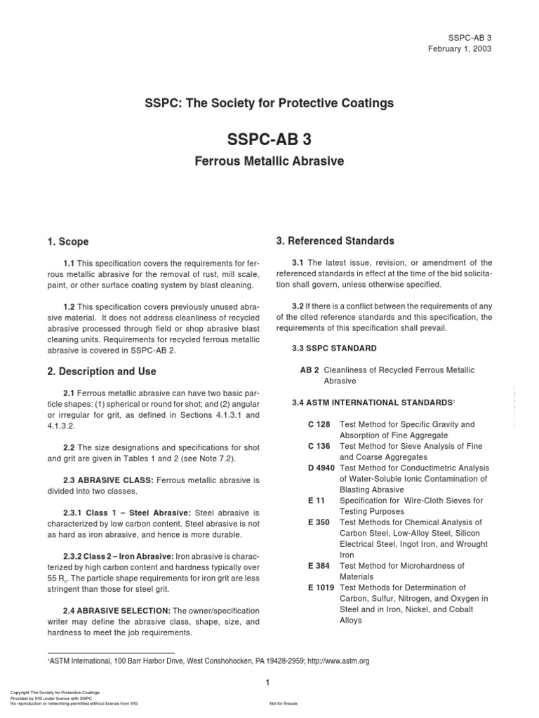 SSPC Ab 3 | PDF | Abrasive | Iron