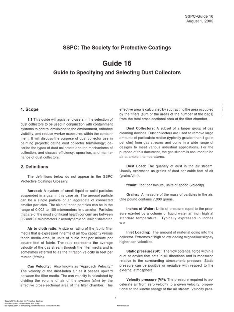 SSPC Guide 16 PDF | PDF | Duct (Flow) | Dust