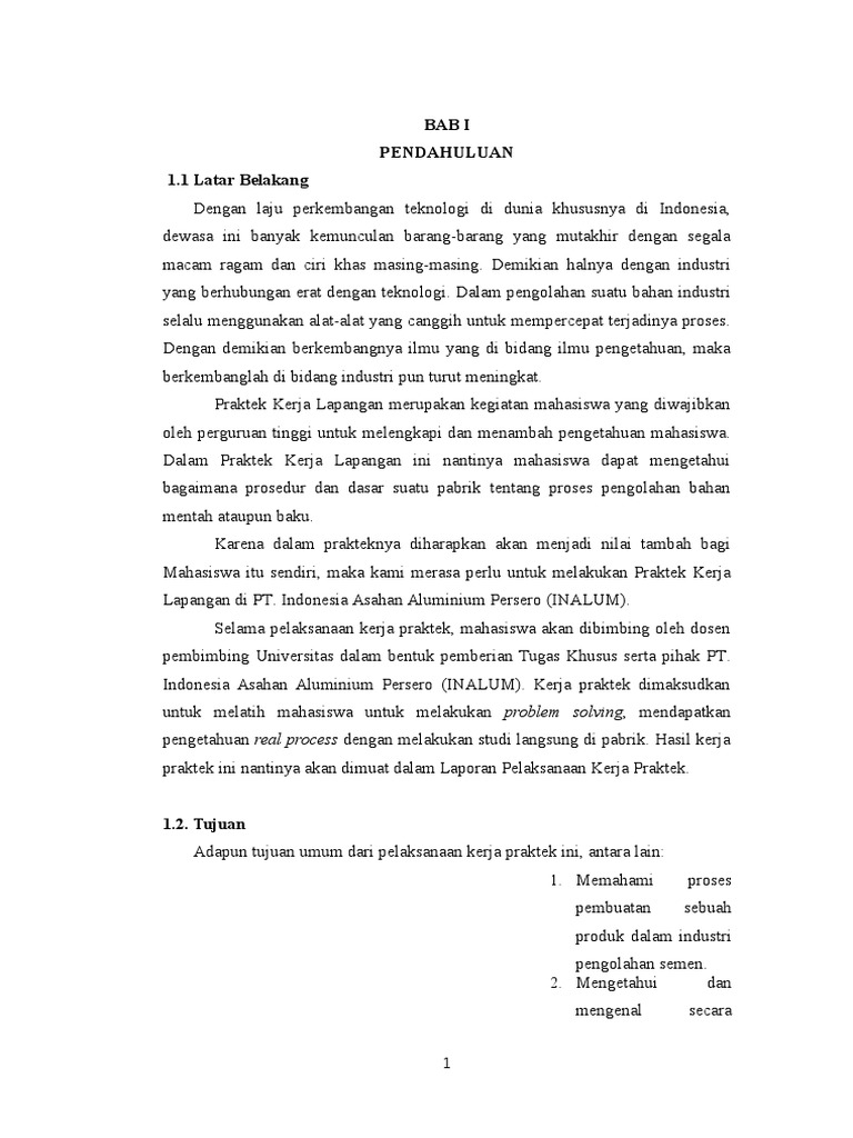 Proposal KP Di Inalum | PDF | Griya & Taman | Teknologi & Rekayasa