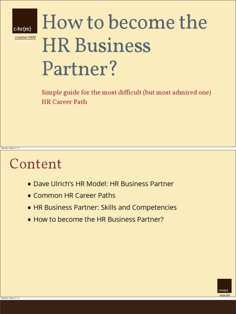 Guide to Becoming an HR Business Partner | PDF | Human Resource ...