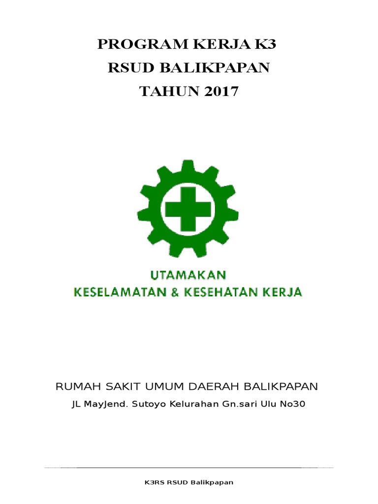 Program Kerja k3 Rsud Balikpapan | PDF