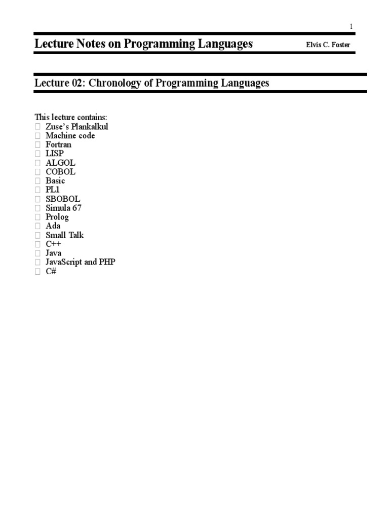 Programming Languages Lecture 2 | PDF | Programming Language | Computer Science