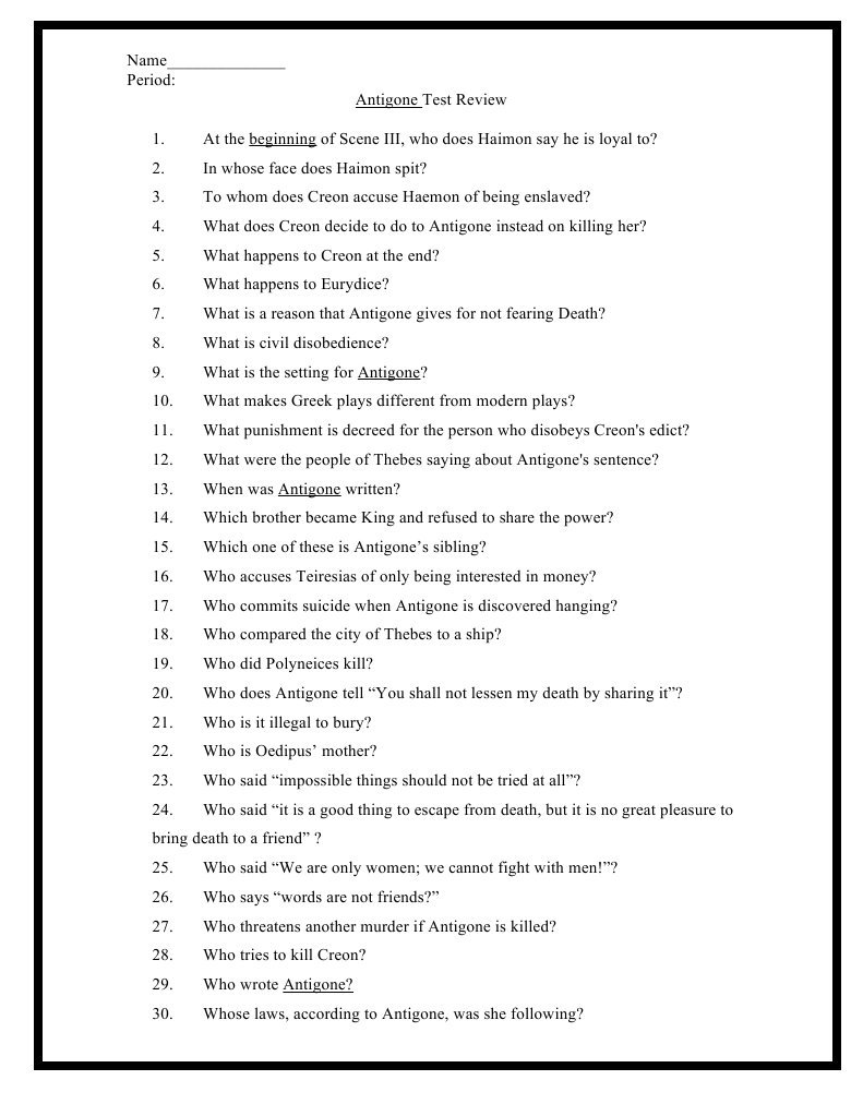 Antigone Test Review | PDF