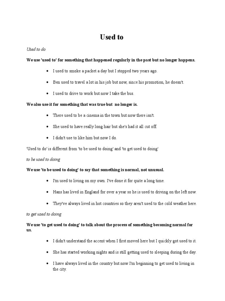 Used To Lesson | PDF | Language Arts & Discipline | Home & Garden