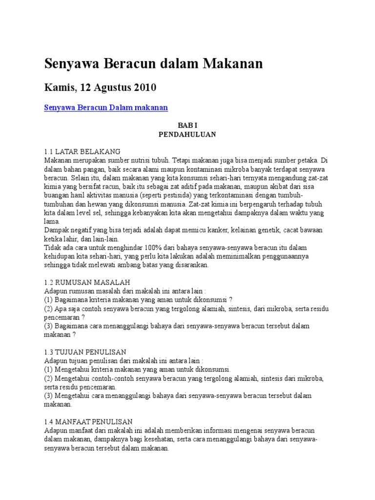 Senyawa Beracun Dalam Makanan | PDF