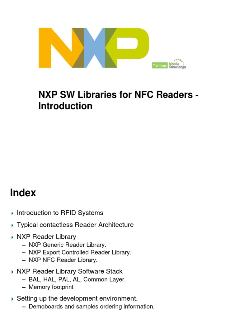N1404W NXP SW Libraries For NFC Readers - Introduction v1.0 Public ...