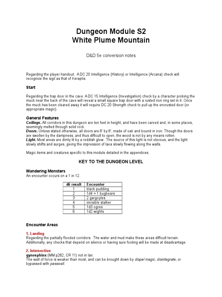 White Plume Mountain: D&D 5e Guide | PDF | Leisure | Nature