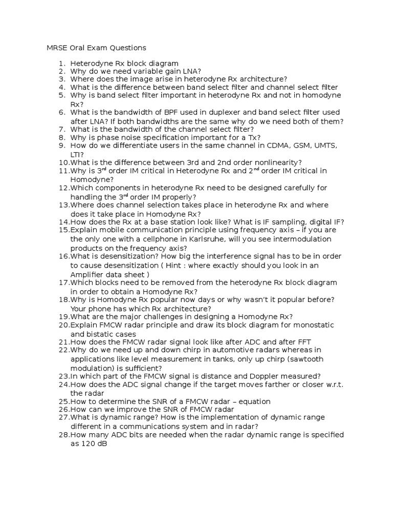 MRSE Oral Exam Questions | PDF
