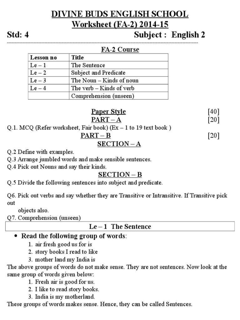 Std4 (English 2) | PDF | Part Of Speech | Verb