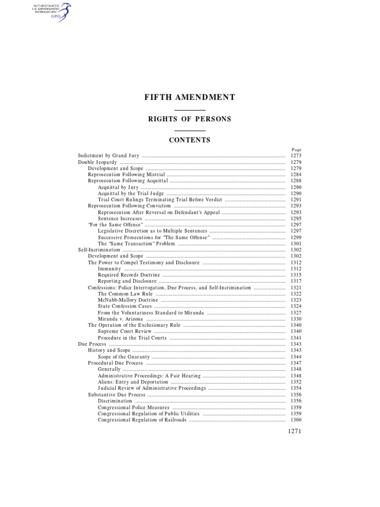 5th Amendment | PDF | Law