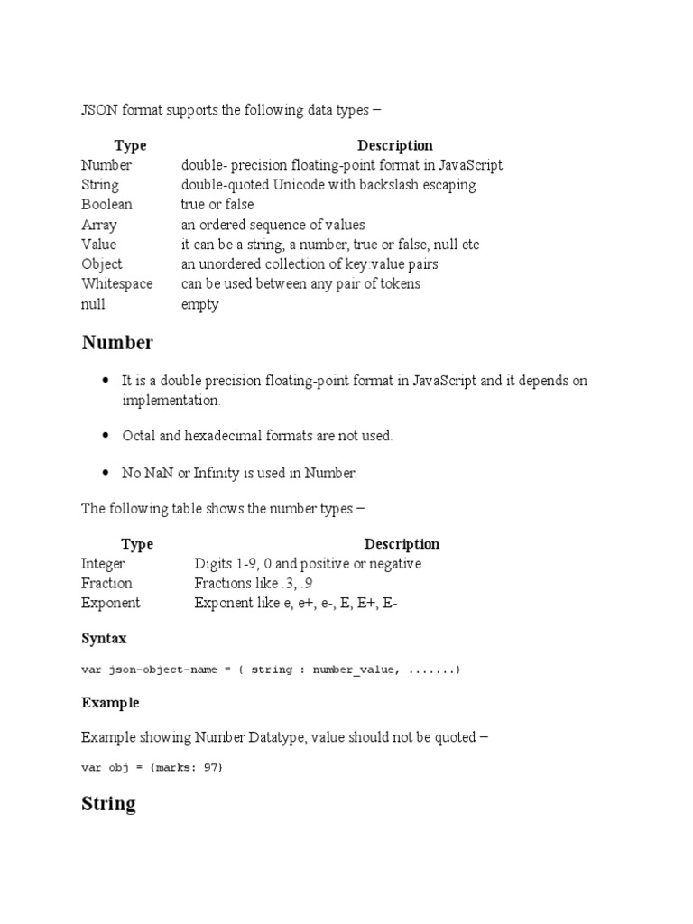Json Data Types | PDF | Json | Data Type Json Data Types | PDF | Json | Data Type