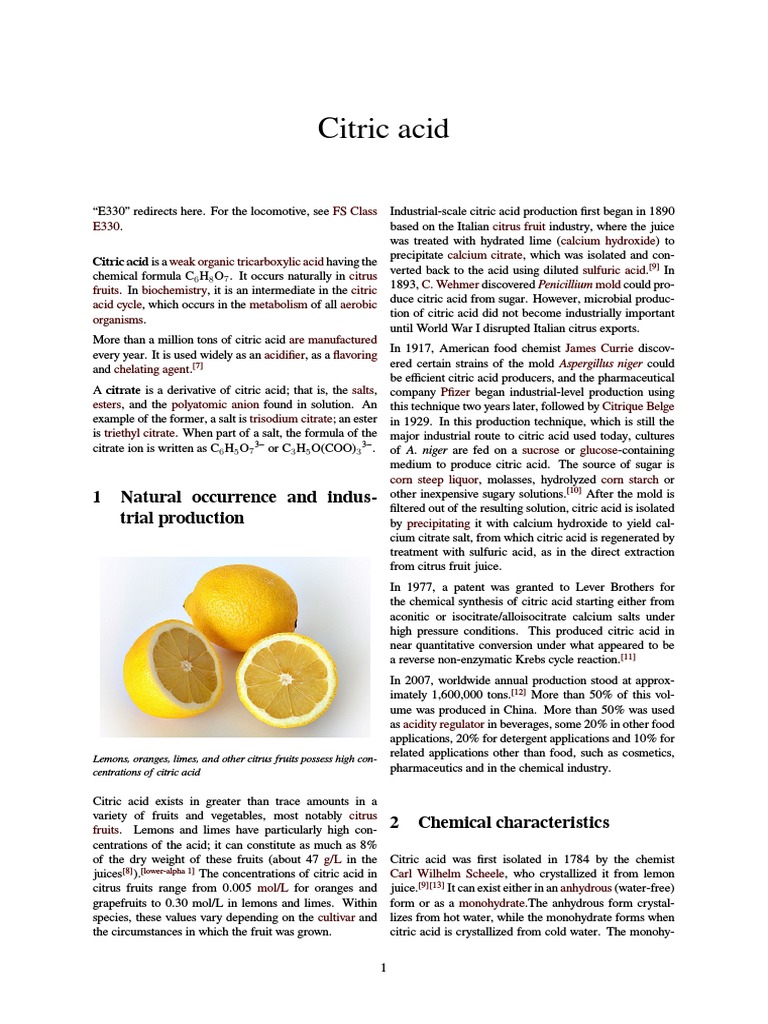 Citric Acid | Chemical Substances | Chemical Compounds
