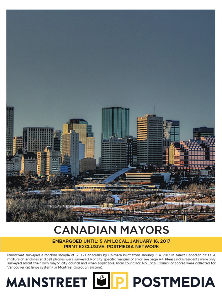 Mainstreet - Canadian Mayors | PDF | Opinion Poll | Canada