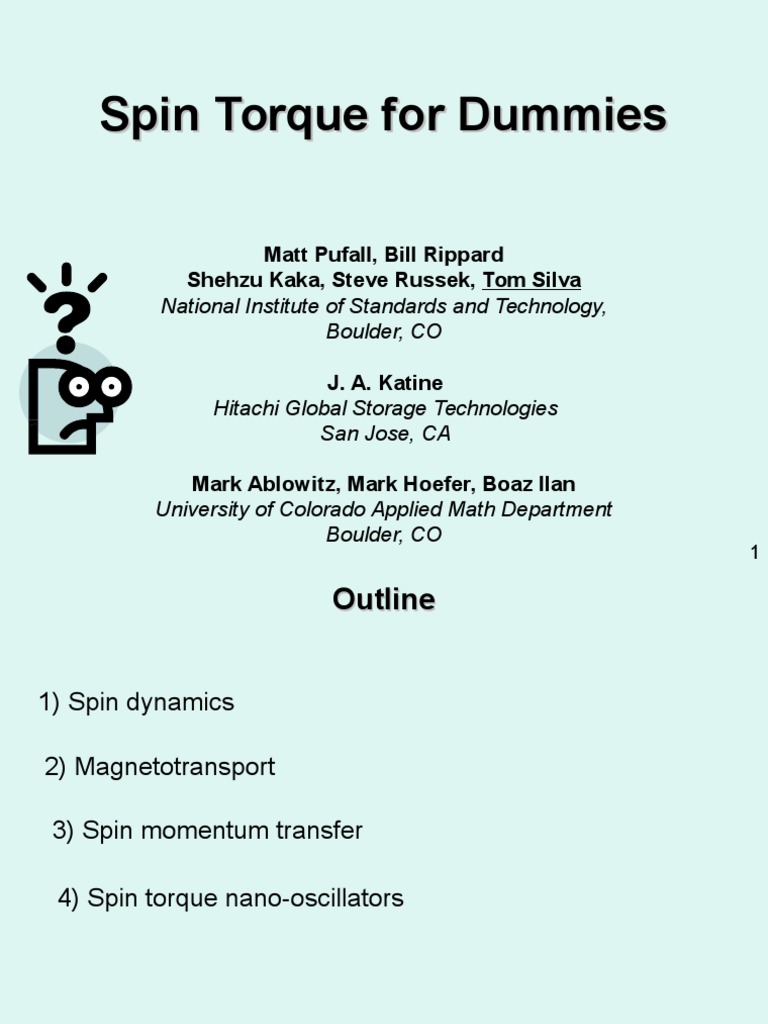 Spin Torque Tutorial | Download Free PDF | Spin (Physics) | Classical ...