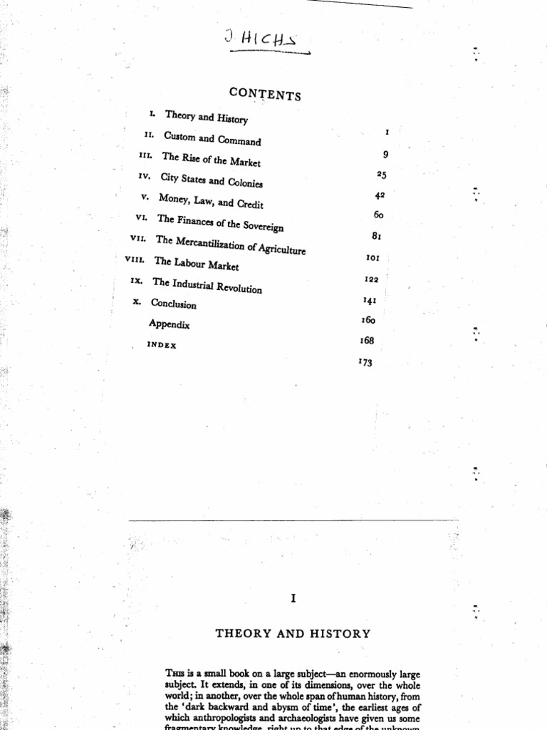 Hicks A Theory of Economic History | PDF