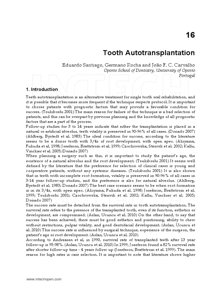 Auto Transplantation | PDF | Dental Implant | Dentistry