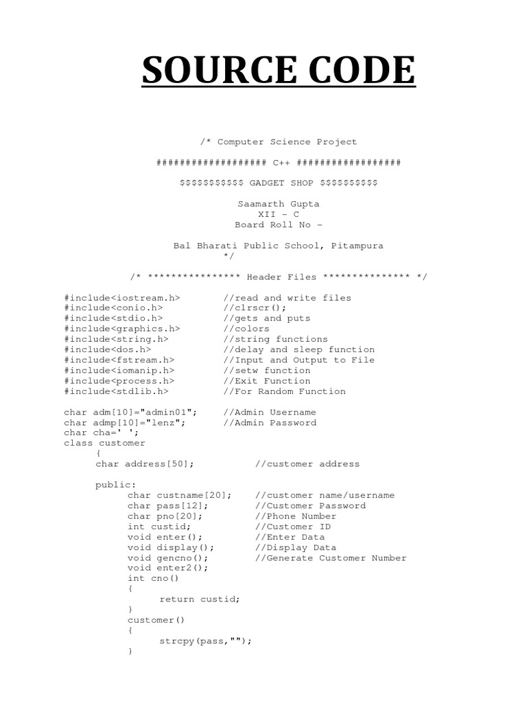 C++ Gadget Shop Management Code | PDF | Computer Programming | Software ...